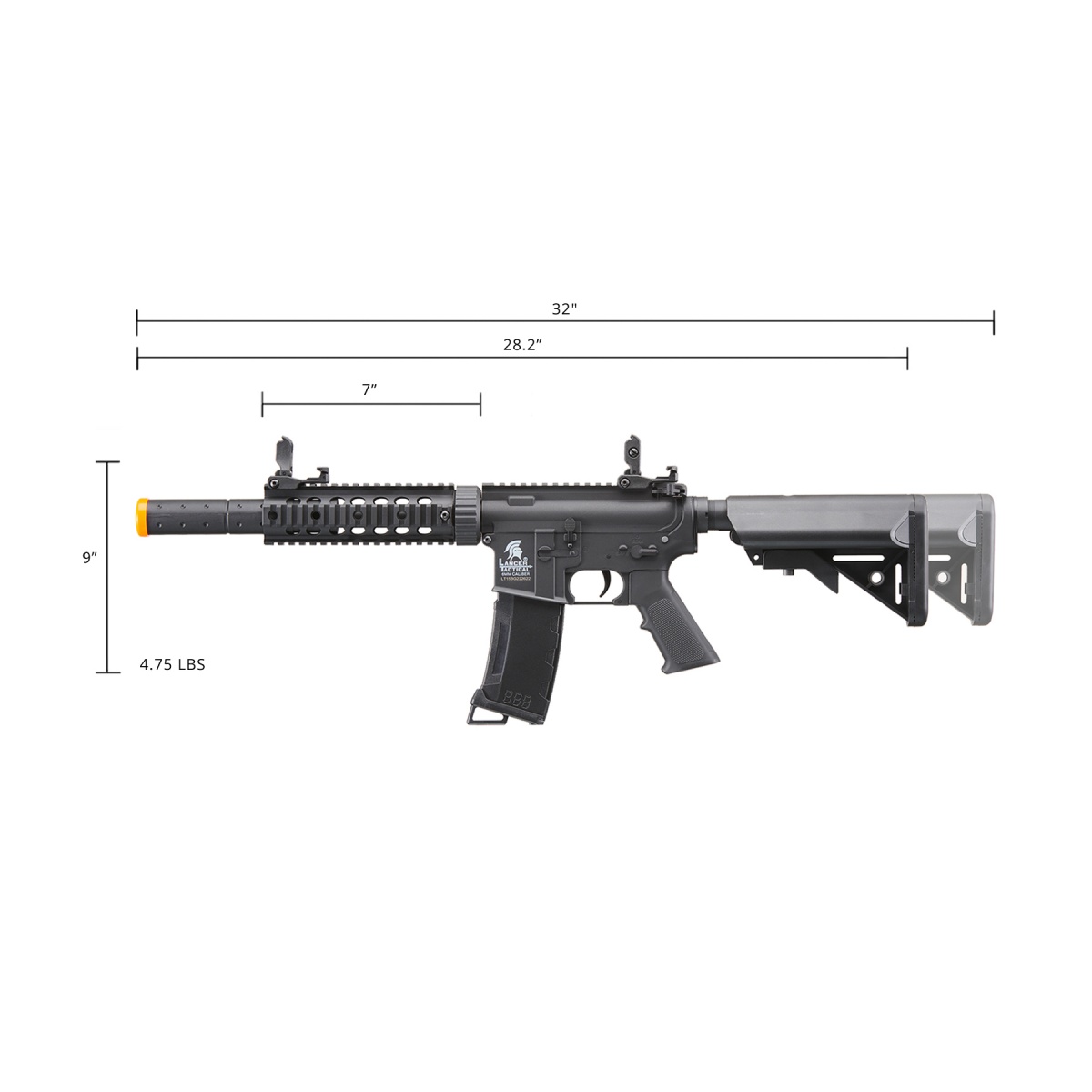 Lancer Tactical Gen 2 M4 SD Carbine Airsoft AEG Rifle with Mock ...