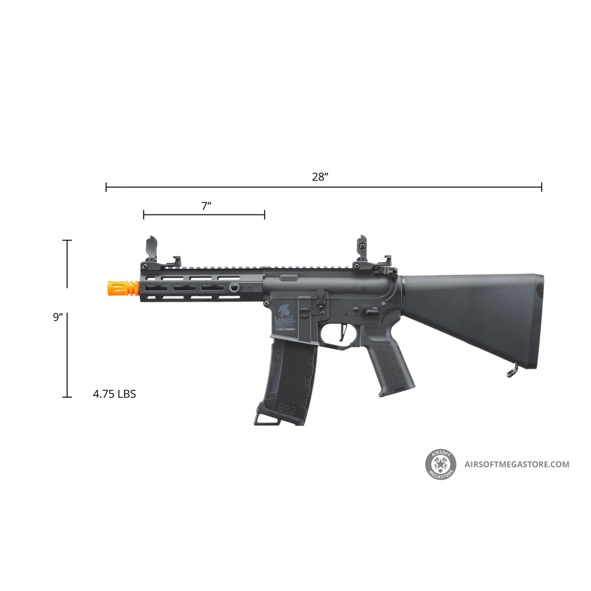 Lancer Tactical Gen 3 Hellion 7" M-LOK Airsoft AEG Rifle w/ Stubby ...
