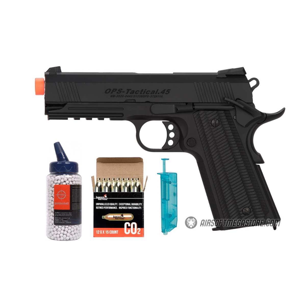 Golden Eagle MF 3332 OTS Tactical .45 Gas Blowback Airsoft Bundle with ...