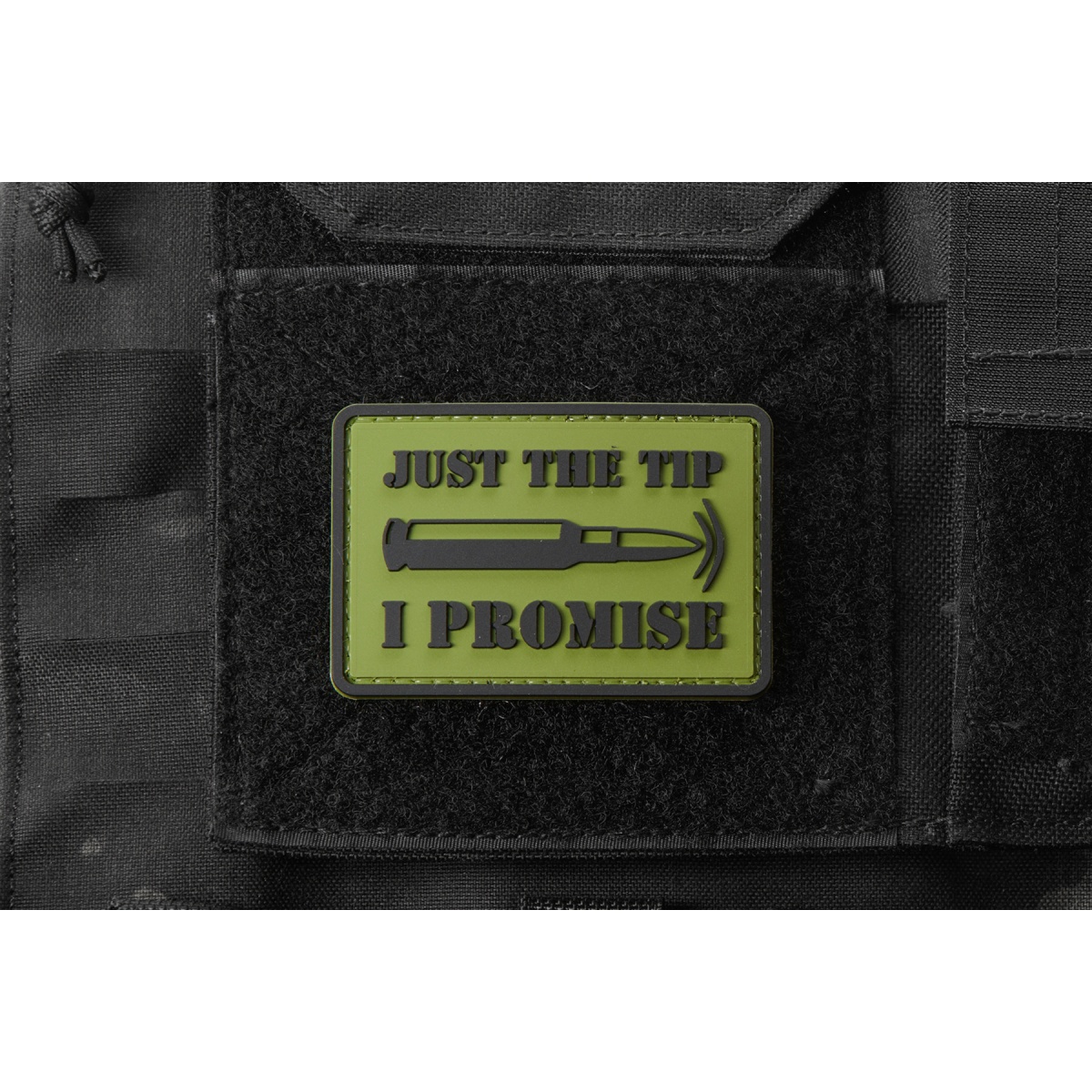 "Bullet Just the Tip, I Promise" PVC Morale Patch (Color: OD Green) | Airsoft Megastore