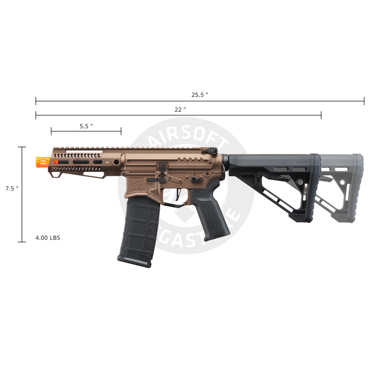 Zion Arms R15 Mod 1 Short Barrel Airsoft Rifle with Delta Stock (Color ...