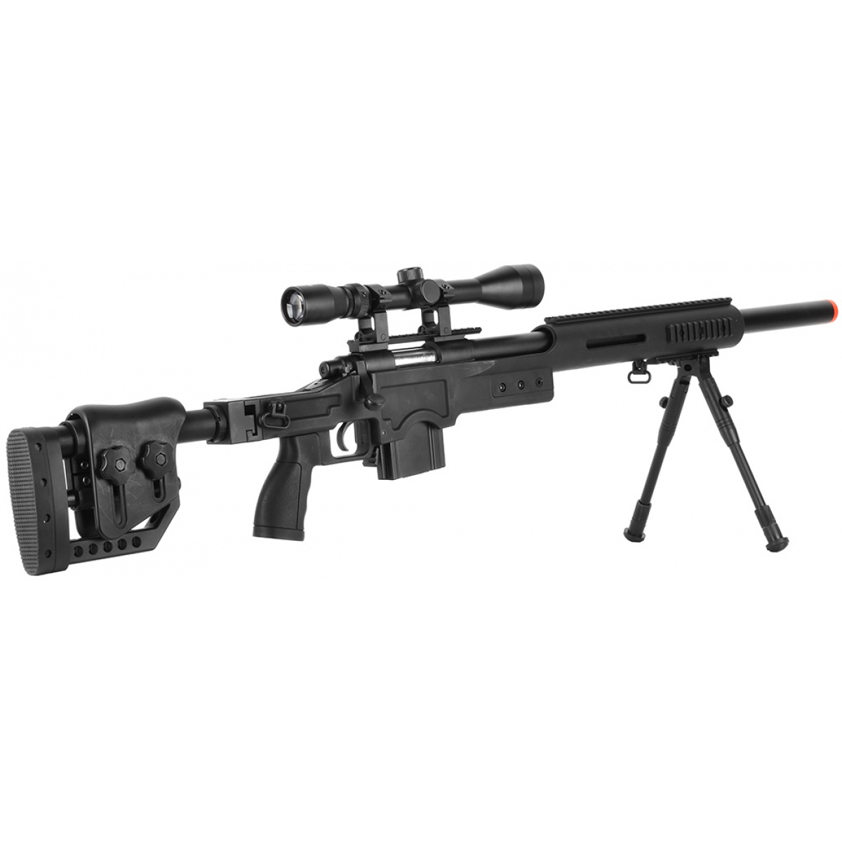 Wellfire Mb4410 Bolt Action Sniper Rifle W Scope And Bipod Black