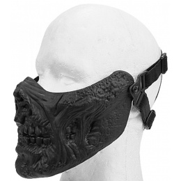 Airsoft Half Face Zombie Skull Mask - BLACK | Airsoft Megastore