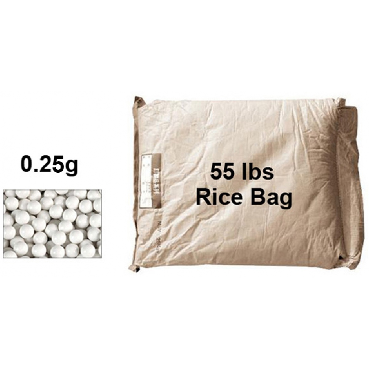 Lancer Tactical 55 lbs Rice Bag Airsoft 0.25g BBs (Color: White ...