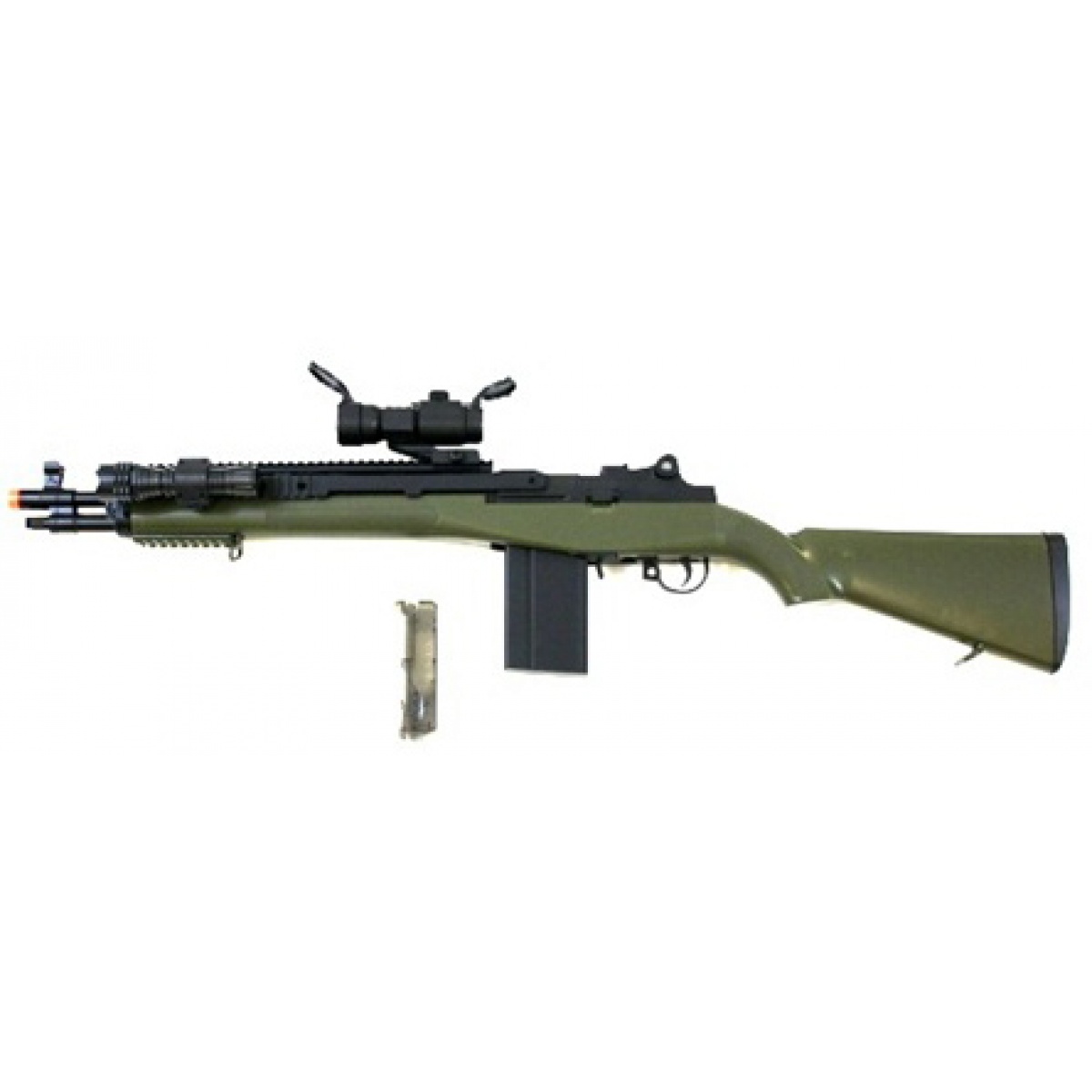 AGM M14 SOCOM RIS Airsoft Sniper Rifle w/ Flashlight and Scope - OD | Airsoft Megastore
