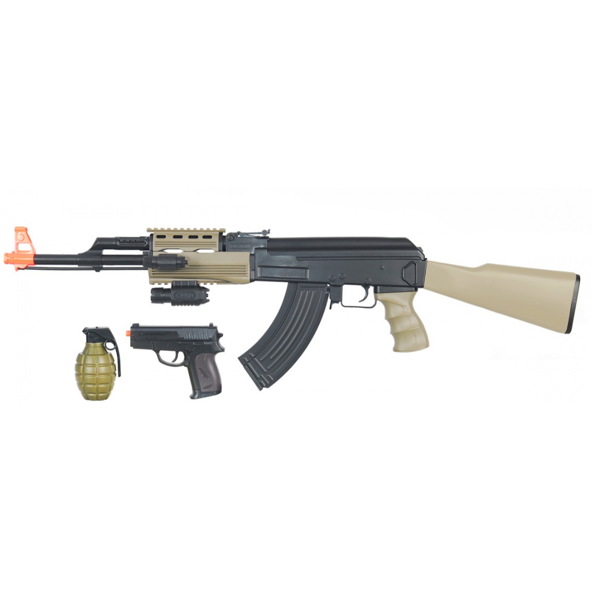 CYMA Airsoft Tactical AK47 AEG Package w/ Accessories - DARK EARTH ...