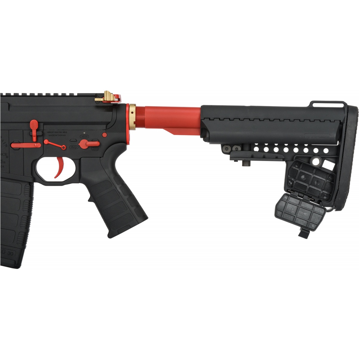 King Arms BRO M4 Fallout 15 Airsoft AEG Rifle - BLACK/RED/GOLD ...