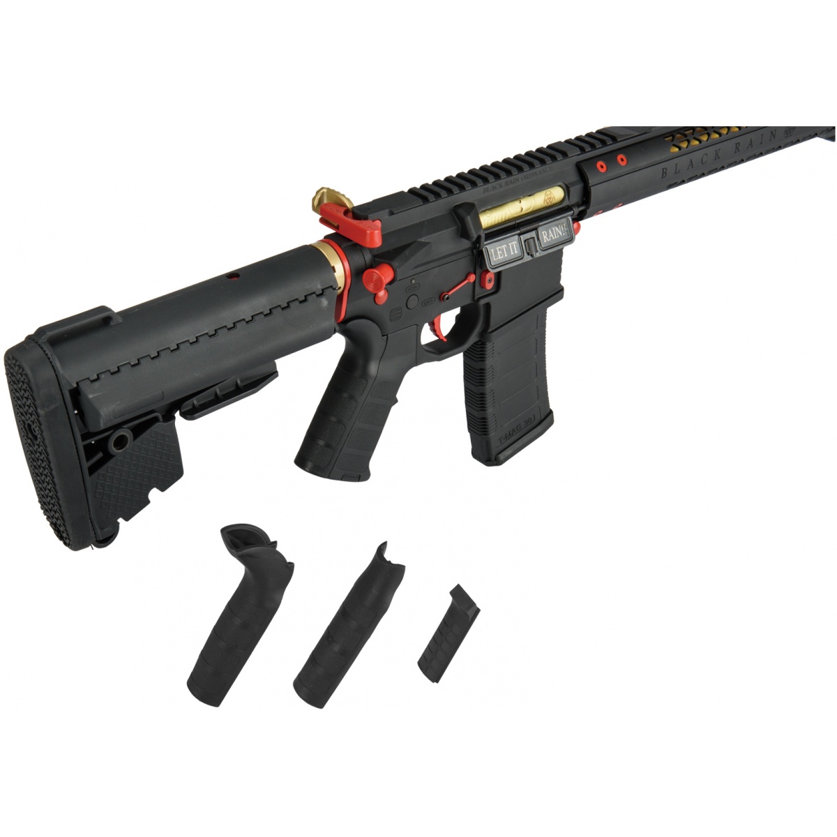 King Arms BRO M4 Fallout 15 Airsoft AEG Rifle - BLACK/RED/GOLD ...