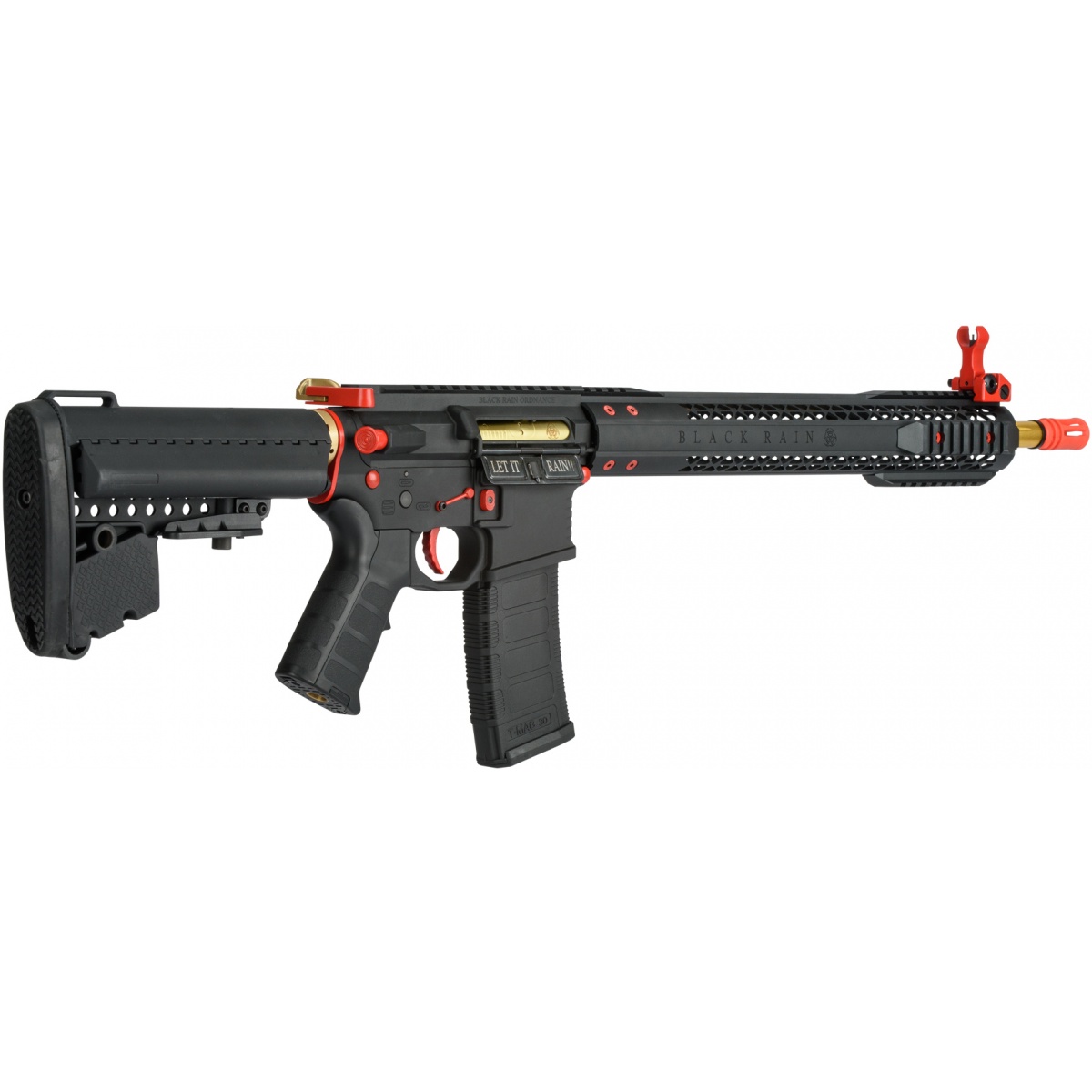 King Arms BRO M4 Fallout 15 Airsoft AEG Rifle - BLACK/RED/GOLD ...