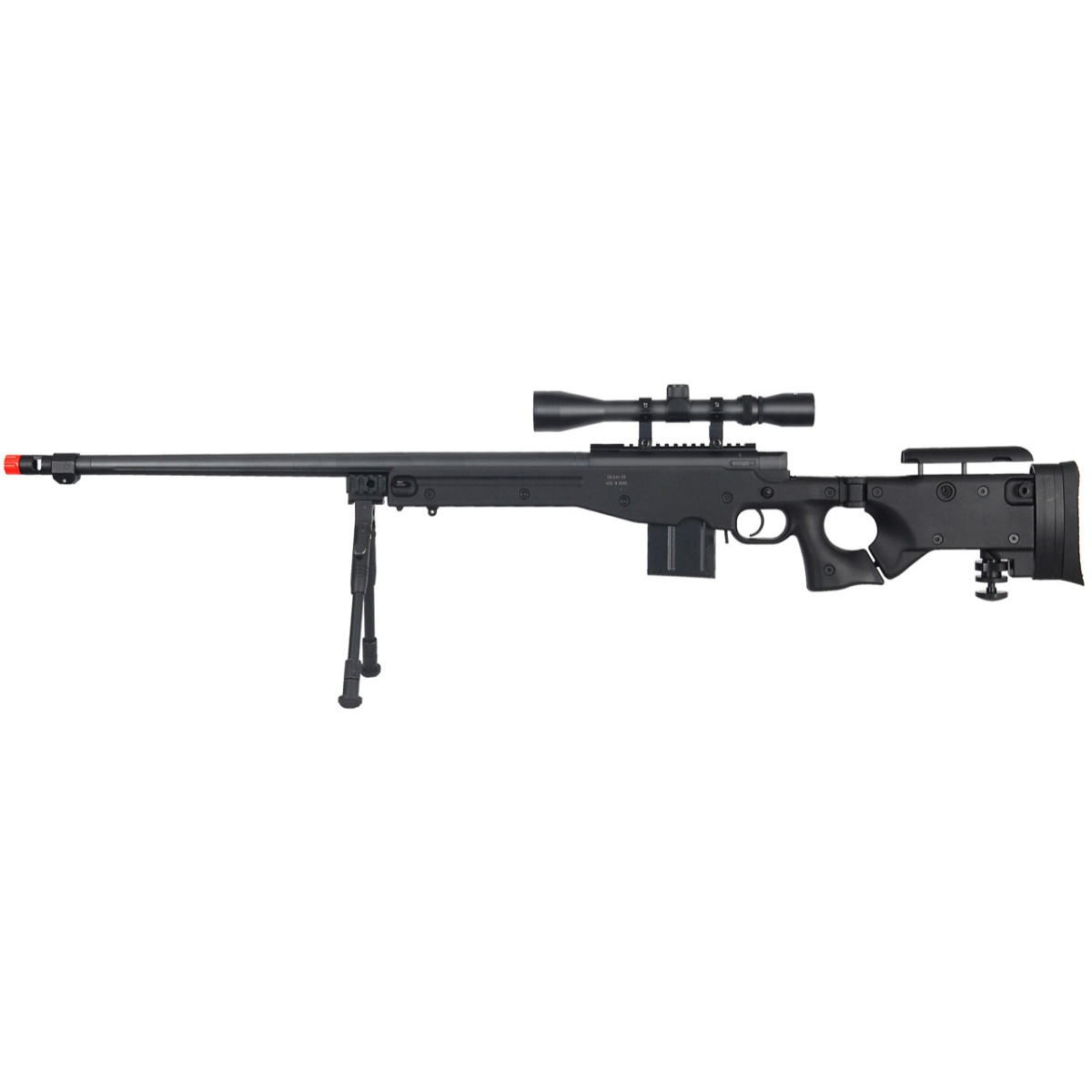 UK Arms Airsoft L96 Bolt Action Fluted Scope Rifle w/ Bipod - BLACK ...