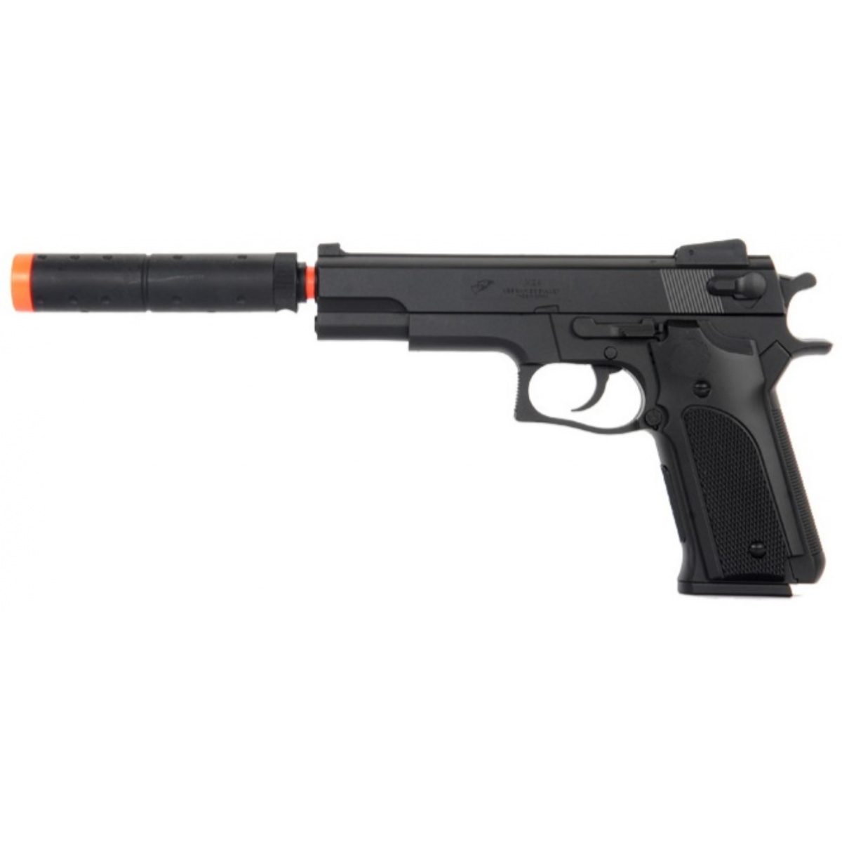 UK Arms Airsoft Full Size Spring Powered Pistol w/ Silencer - BLACK ...