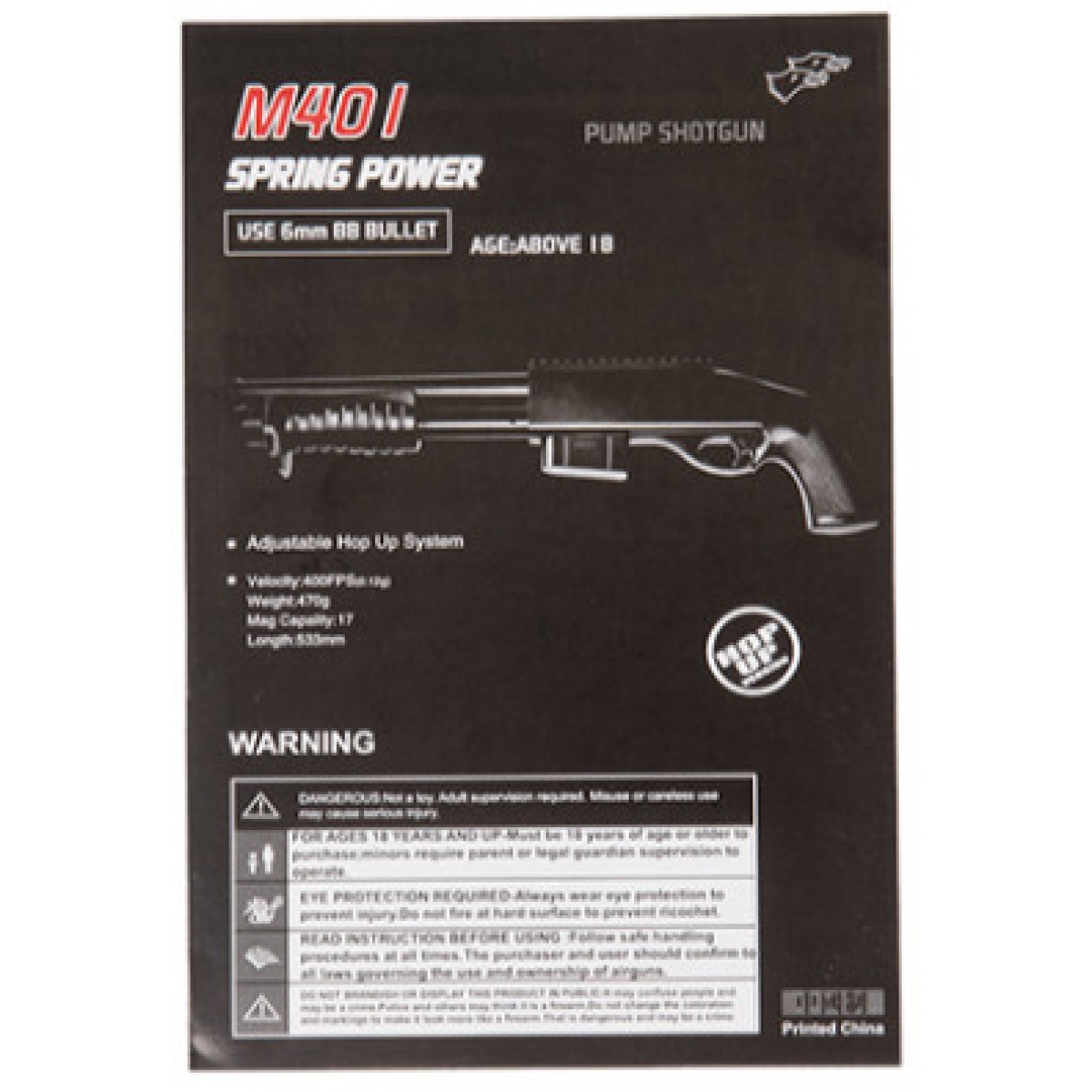 Double Eagle M401 Pump Action Airsoft Spring Shotgun (Color: Black ...